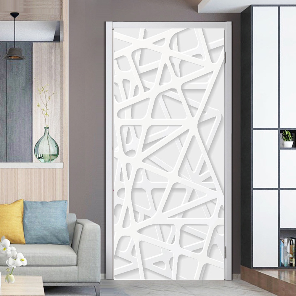 PVC Waterproof White Door Sticker Wood Self-adhesive Wallpaper Doors ...
