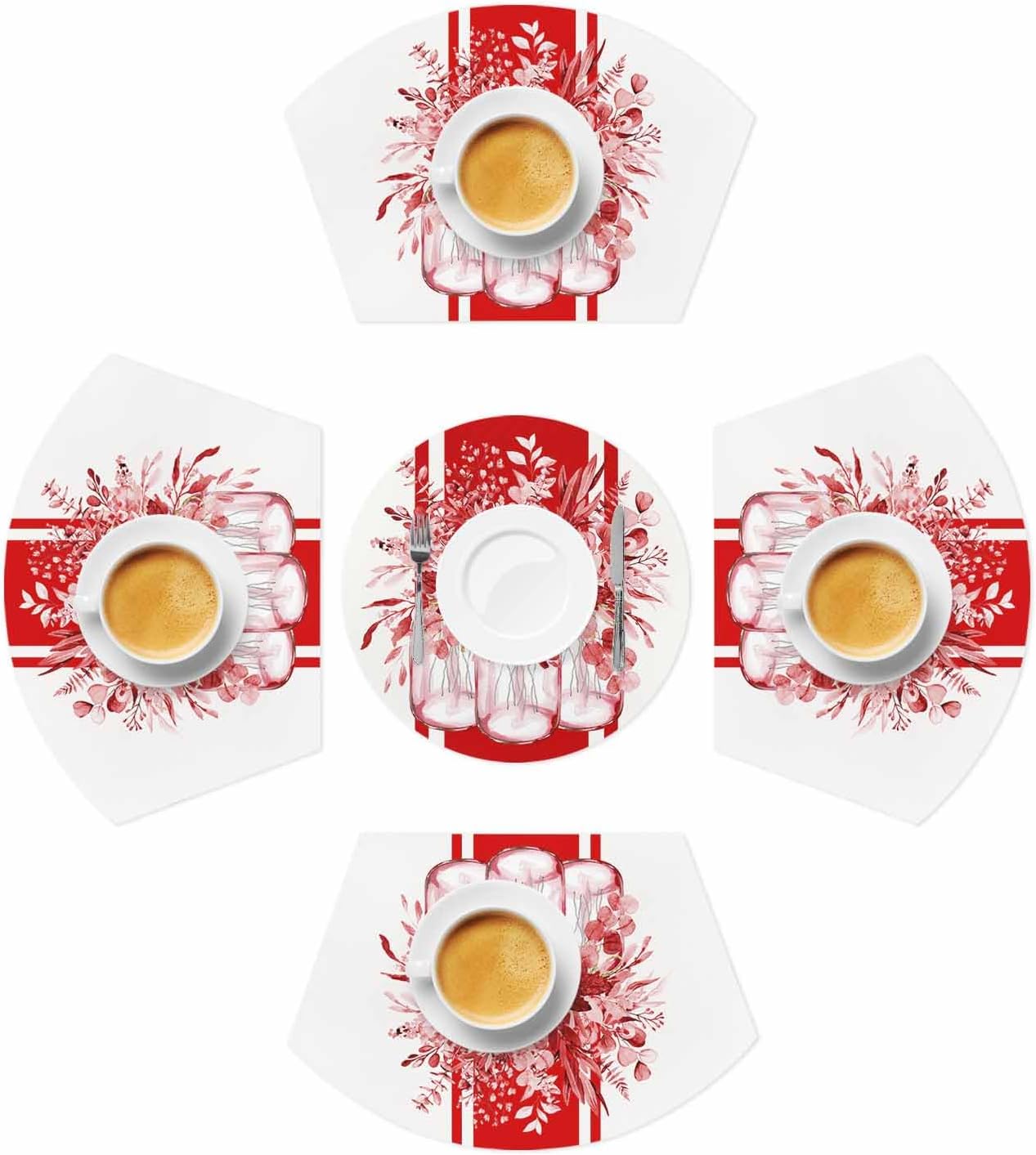 PVC Wedge Shape Placemats Set of 5 Abstract Line Geometric Blue Black ...