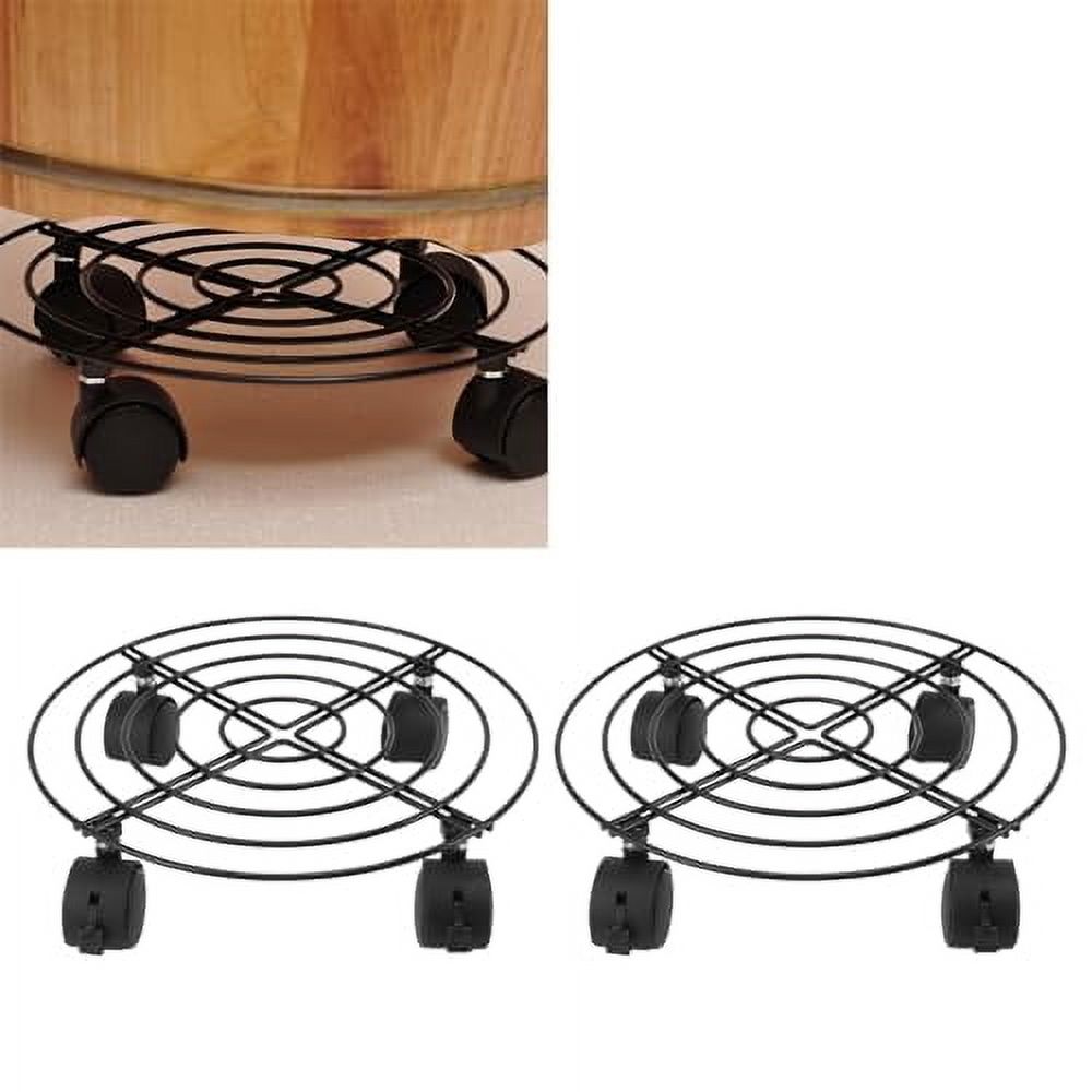 PVC Wheeled Plant Cart, 2-Pack Wheeled Plant Stand Round Plant Cart ...