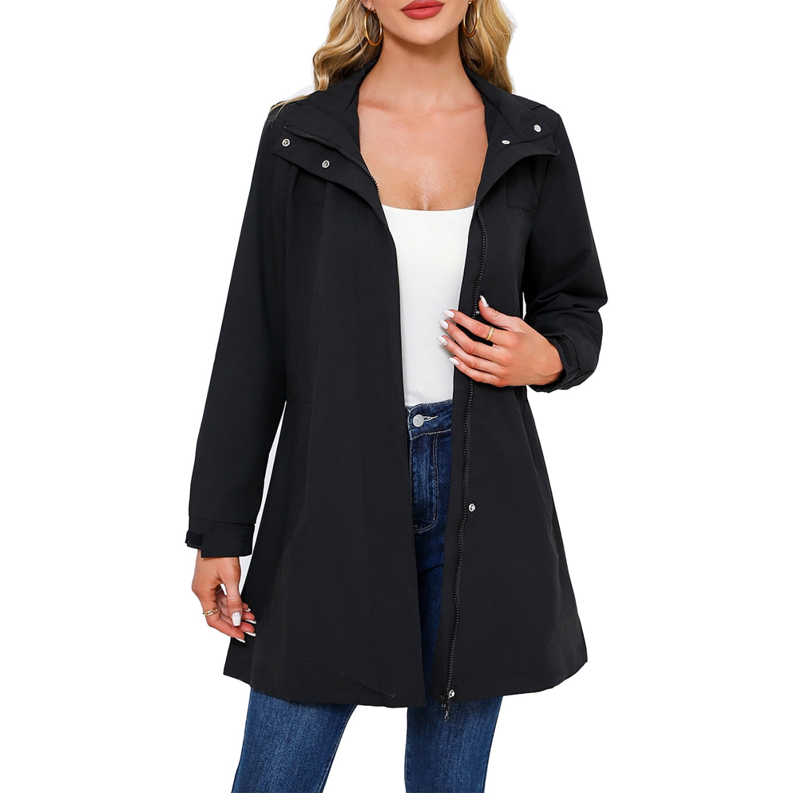 PVCS Women's Casual Jackets Clearance Solid Trench Coat Hooded Jacket ...