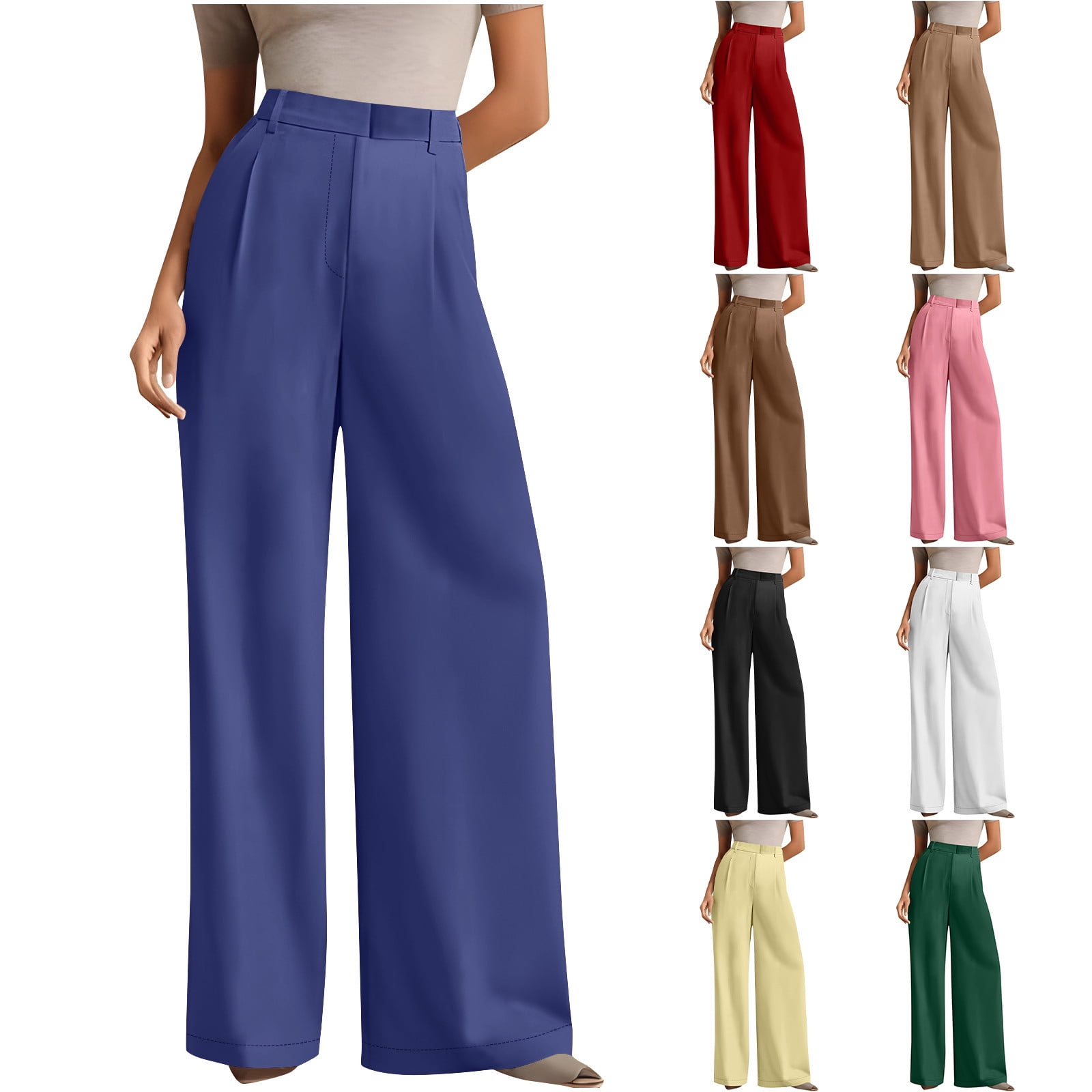 PVCS Womens Wide Leg Pants Summer Commuting High Waist Drape Straight ...