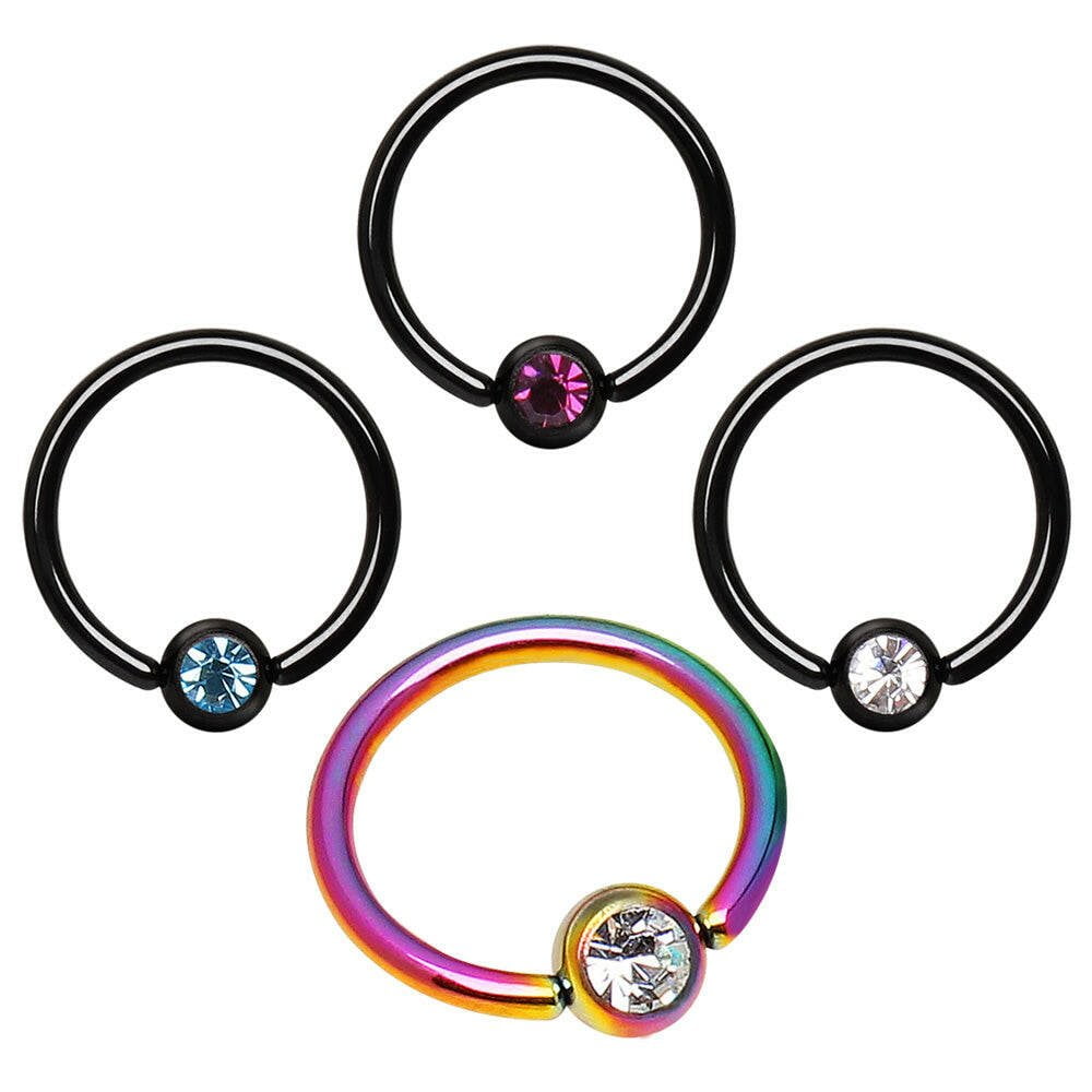 PVD Plated Captive Bead Ring with Gemmed Dimple Ball - Walmart.com