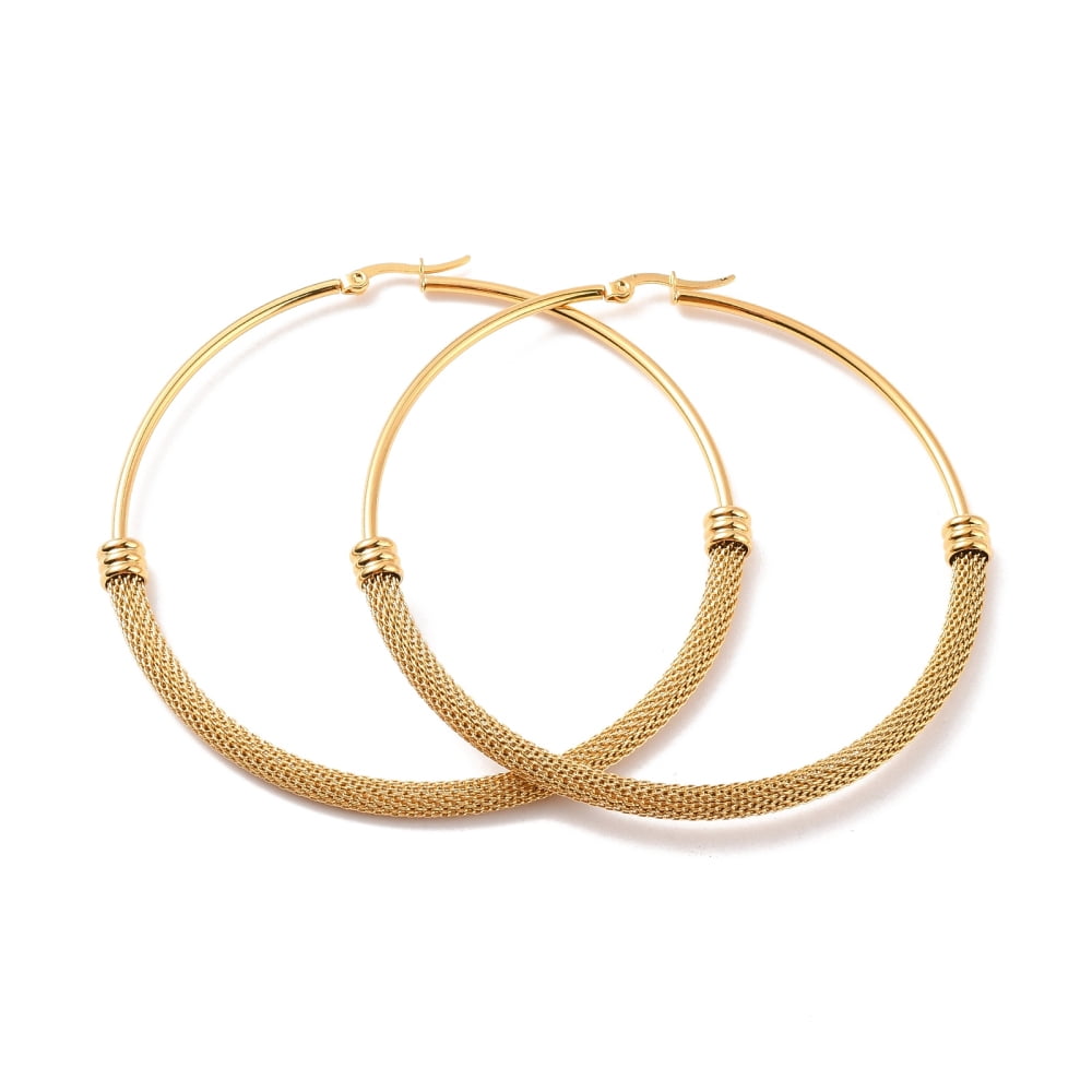 PVD Vacuum Plating 201 Stainless Steel Mesh Chain Shape Big Hoop ...