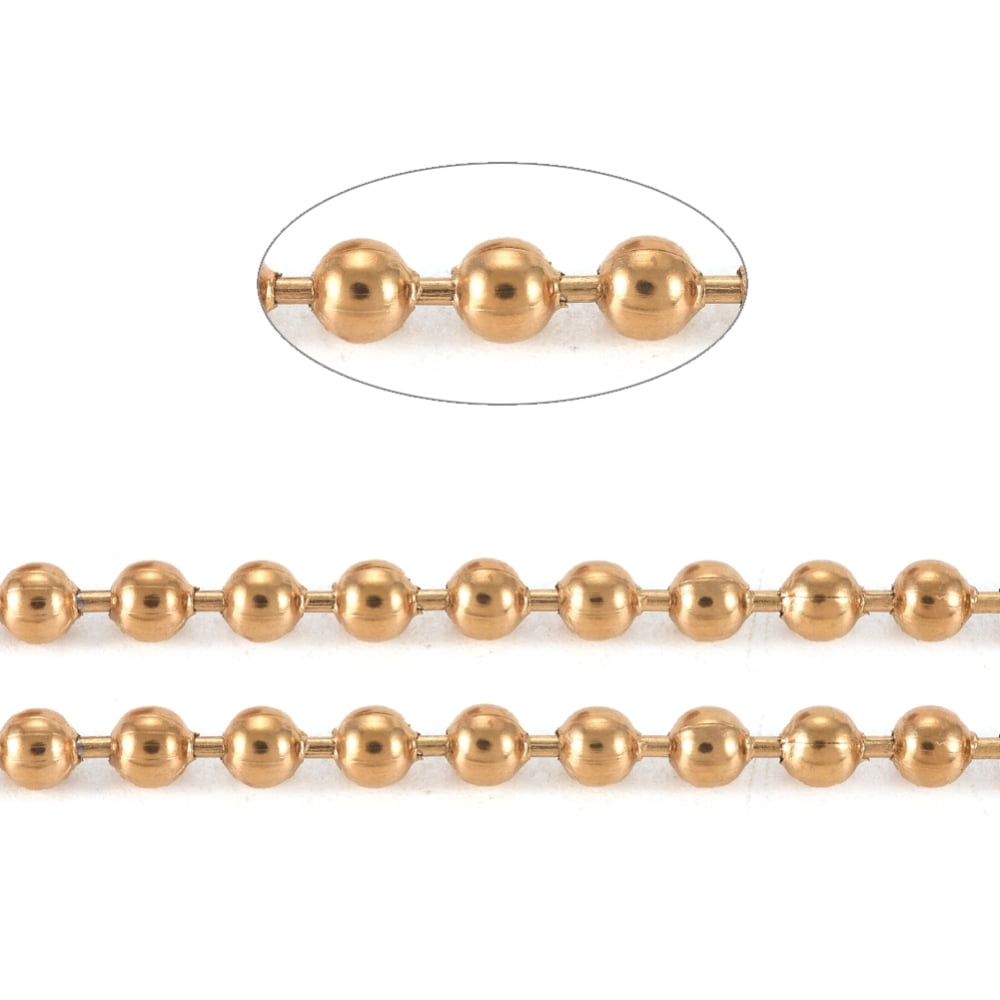 PVD Vacuum Plating 304 Stainless Steel Ball Chains with Spool Soldered ...