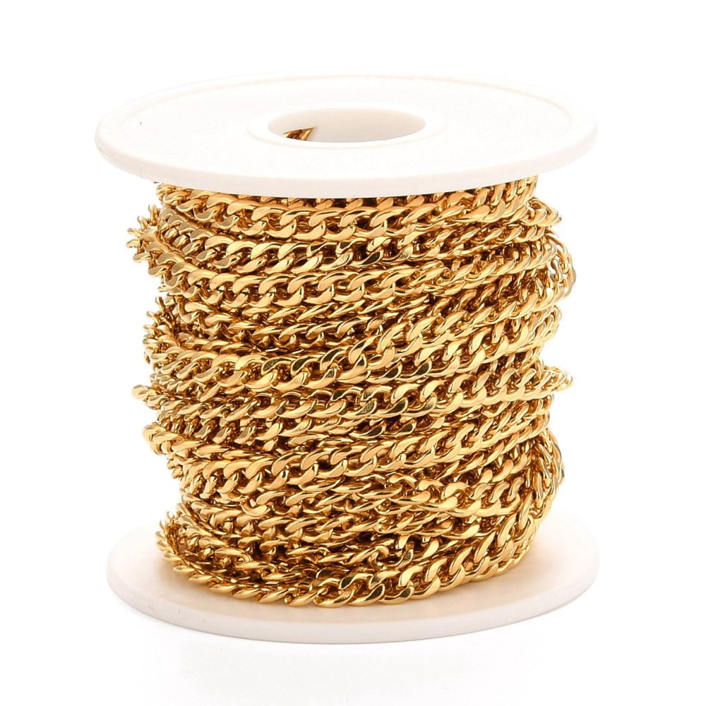 PVD Vacuum Plating 304 Stainless Steel Cuban Link Chains Unwelded with ...
