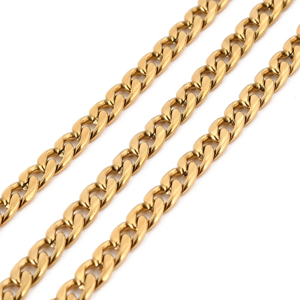 PVD Vacuum Plating 304 Stainless Steel Cuban Link Chains Unwelded with ...