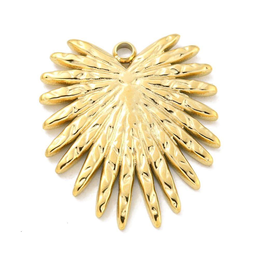 PVD Vacuum Plating 304 Stainless Steel Pendants Leaf Charms Real 18K ...