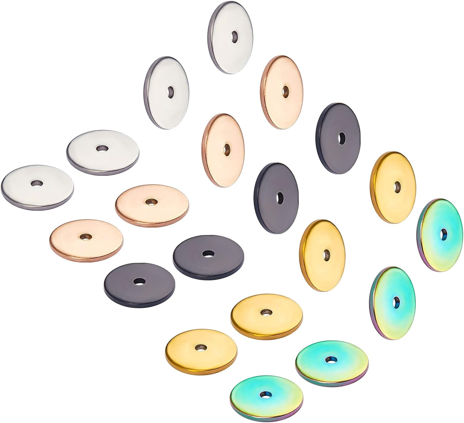 PVD Vacuum Plating 304 Stainless Steel Spacer Beads Disc 8x0.8mm Hole ...