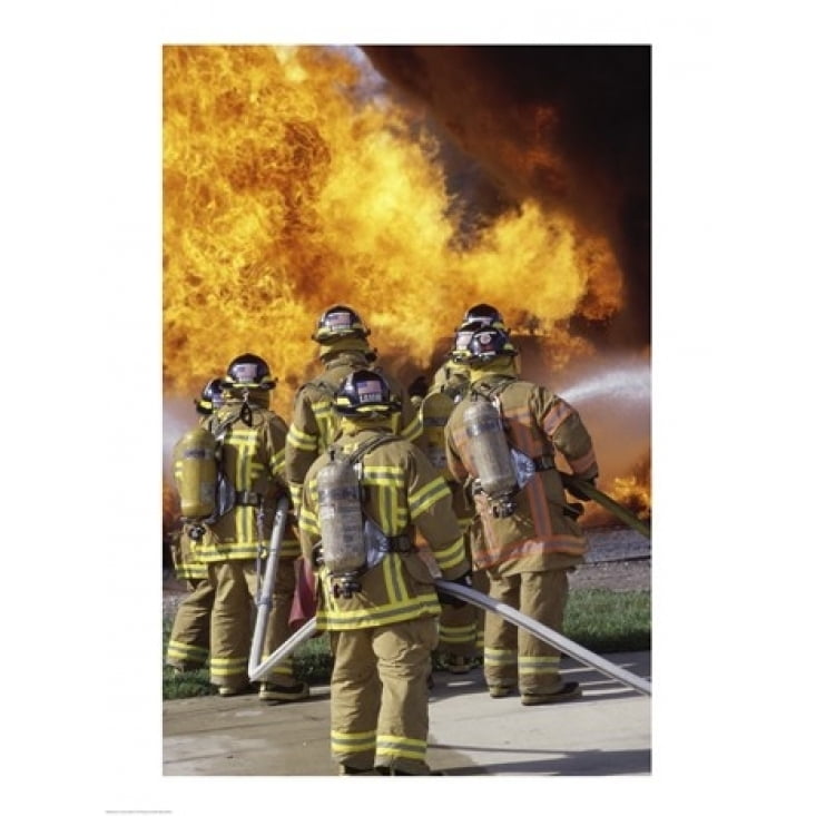 PVT/Superstock SAL11893051C Rear view of a group of firefighters ...