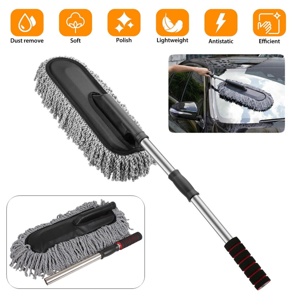 PVUEL Car Cleaning Wash Brush Dusting Tool,Telescoping Microfiber Wax ...