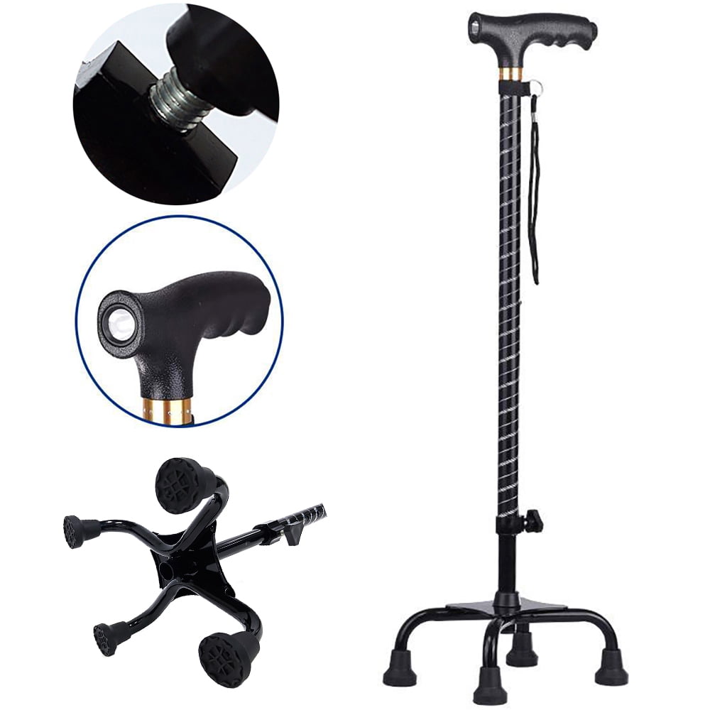 PVUEL LED Walking Cane for Men Women Quad Canes with Adjustable Base ...