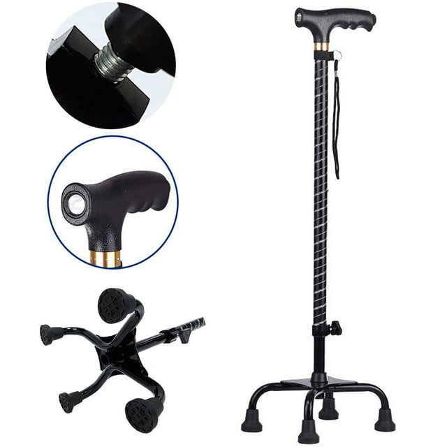 PVUEL LED Walking Cane for Men Women Quad Canes with Adjustable Base ...