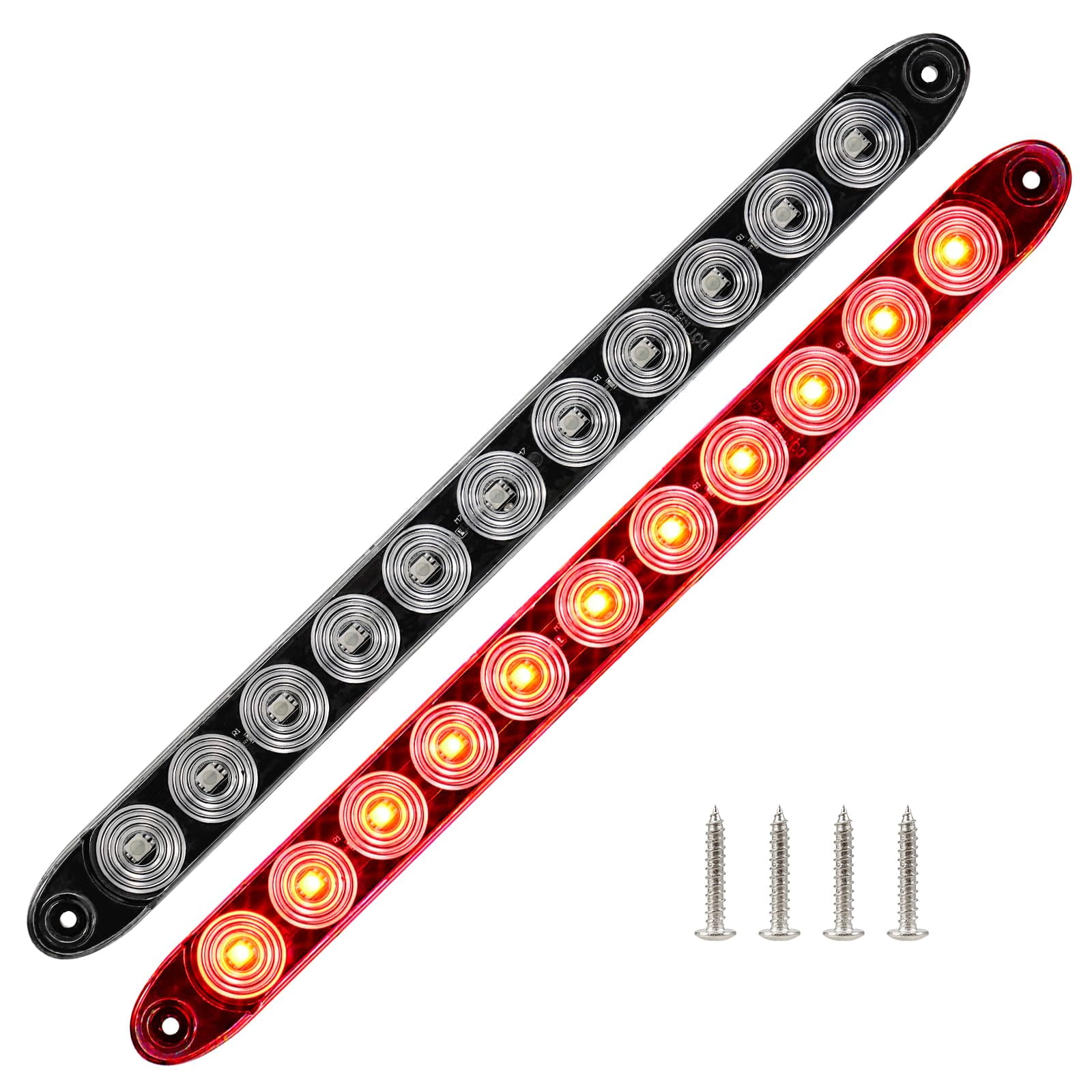 PVerandio 15.5" Red LED RRF12 Trailer Light Bar Clear Lens Stop Turn ...