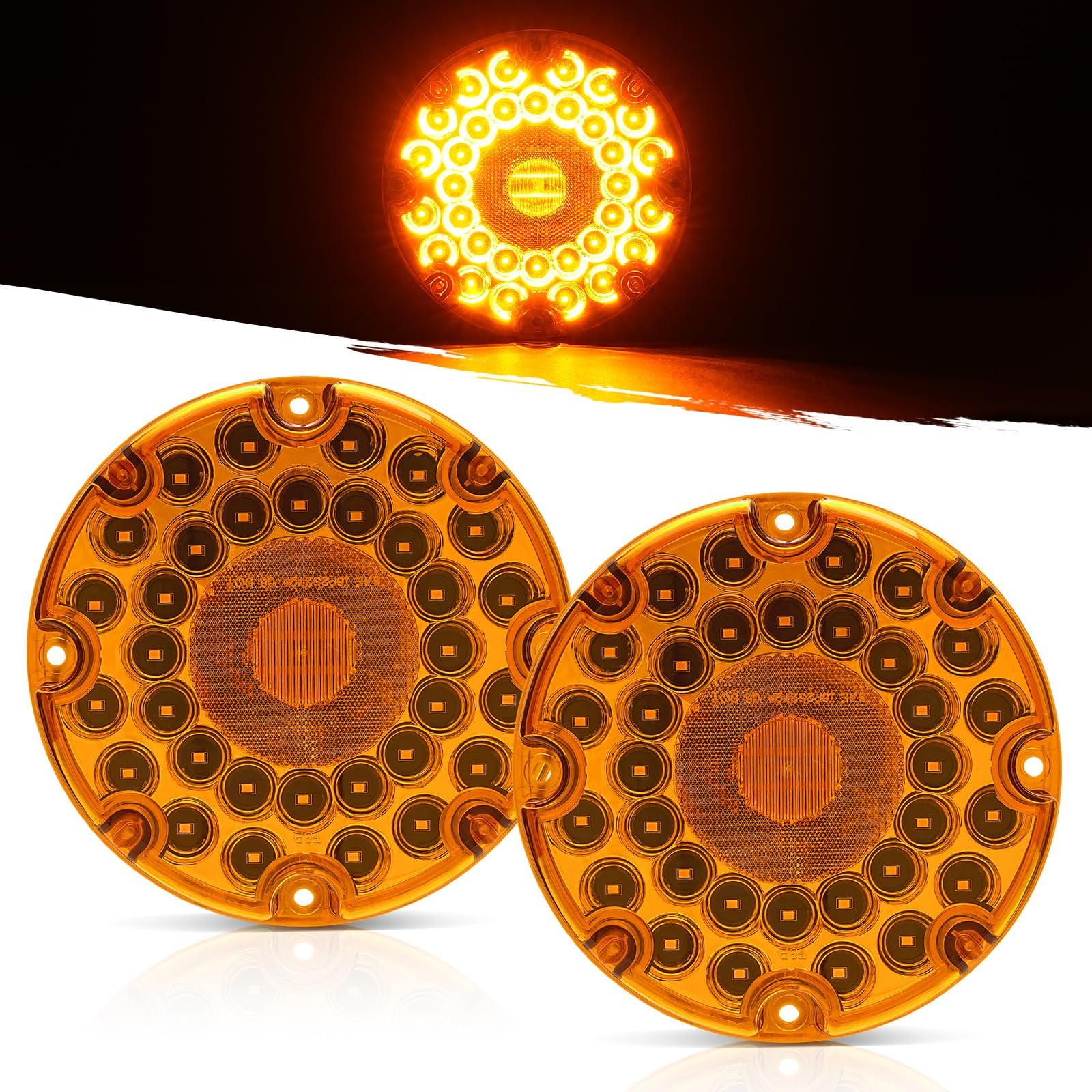 PVerandio 2Pcs 7" Turn Signal Tail Lights 36 LED 7-Inch Amber School ...