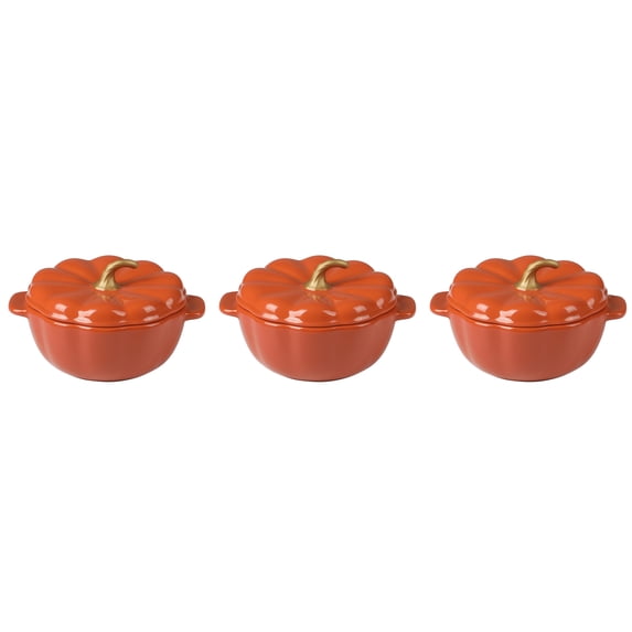 The Pioneer Woman Ceramic Pumpkin Mini Dutch Oven Pot Cocottes with ...