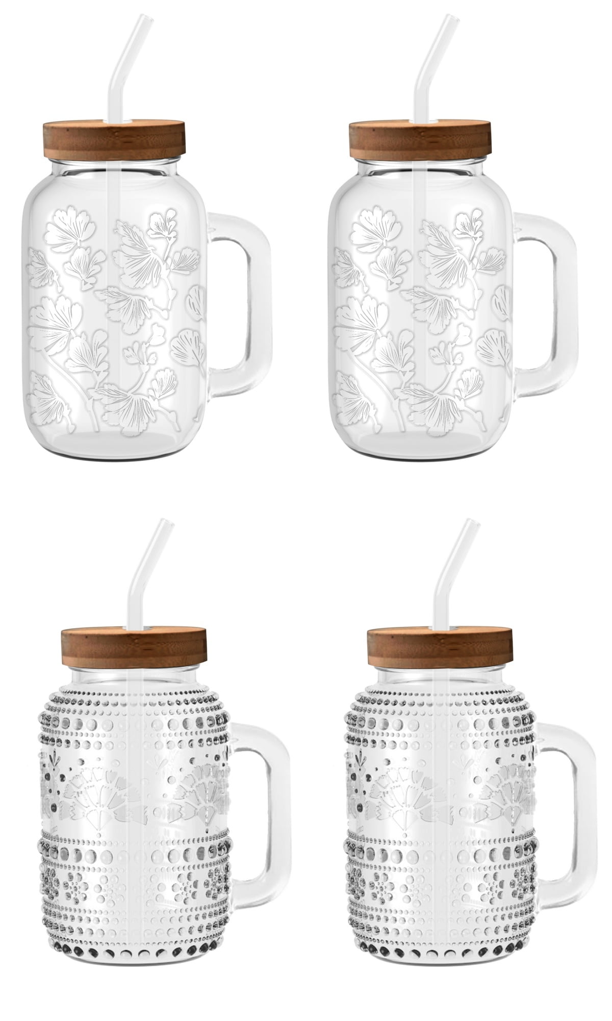 The Pioneer Woman Channing & Palmer Glass 32 Ounce Drinkware with Wood ...