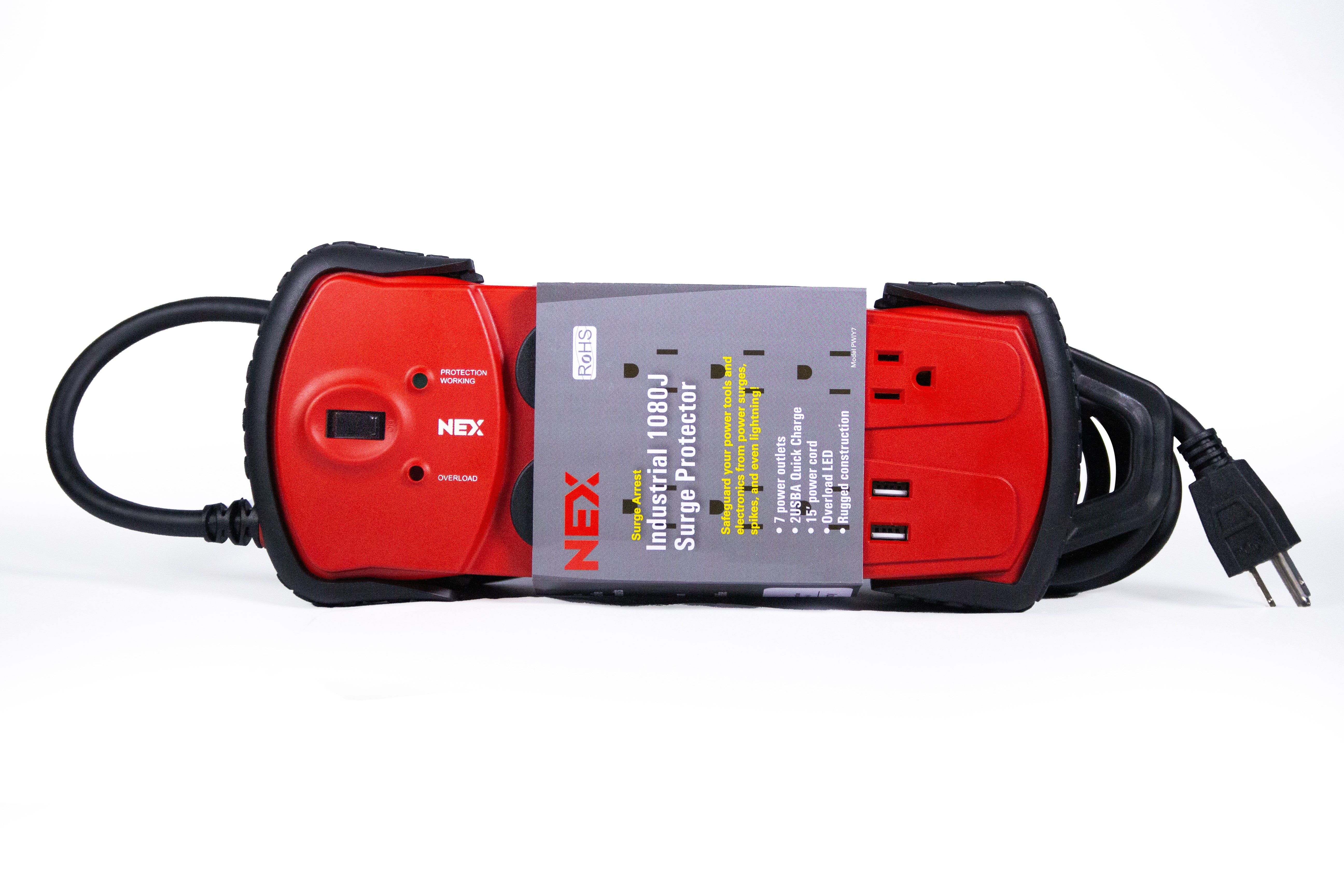 PWIY7-NEX, Surge Arrest, 1080J Industrial Surge Protector with 7 Power ...