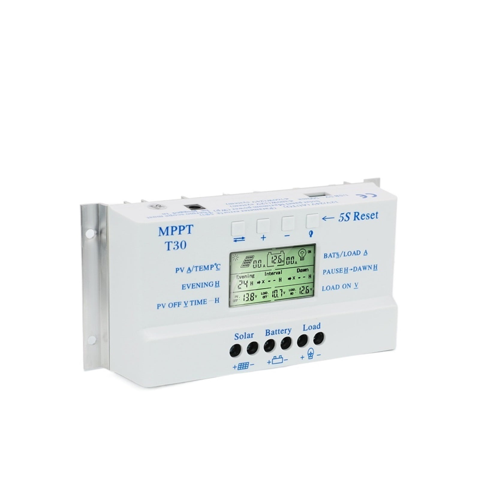 PWM 12/24V 30A Zero-level Solar Charge And Discharge Controller T30 Light Time Control ,Easy to ...