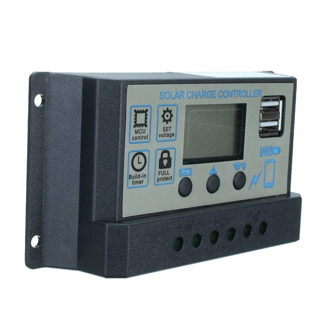PWM 12V/24V Auto Solar Panel Charge Controller LCD Dual USB Panel Output 5V Output Solar Panel ...