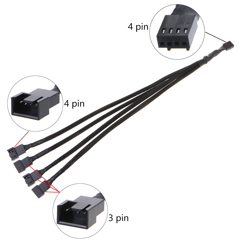 PWM 4 Pin Fan Splitter Adapter Cable Sleeved Braided Y Splitter CPU 4 ...