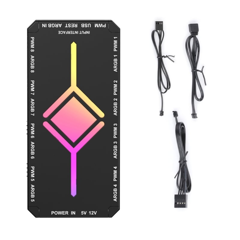 PWM ARGB Fan Hub 5V3Pin Addressable ARGB PC Case Fan Controller Support ...