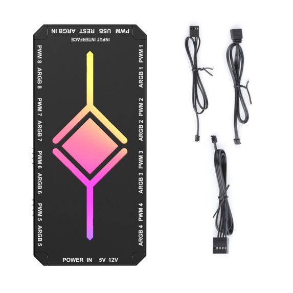 PWM ARGB Fan Hub 5V3Pin Addressable ARGB PC Case Fan Controller Support ...