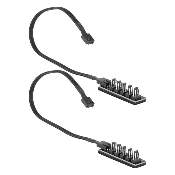 PWM Fan Hub Splitter, 4 Pin Black Sleeved 5 Way PC CPU Cooling Case ...