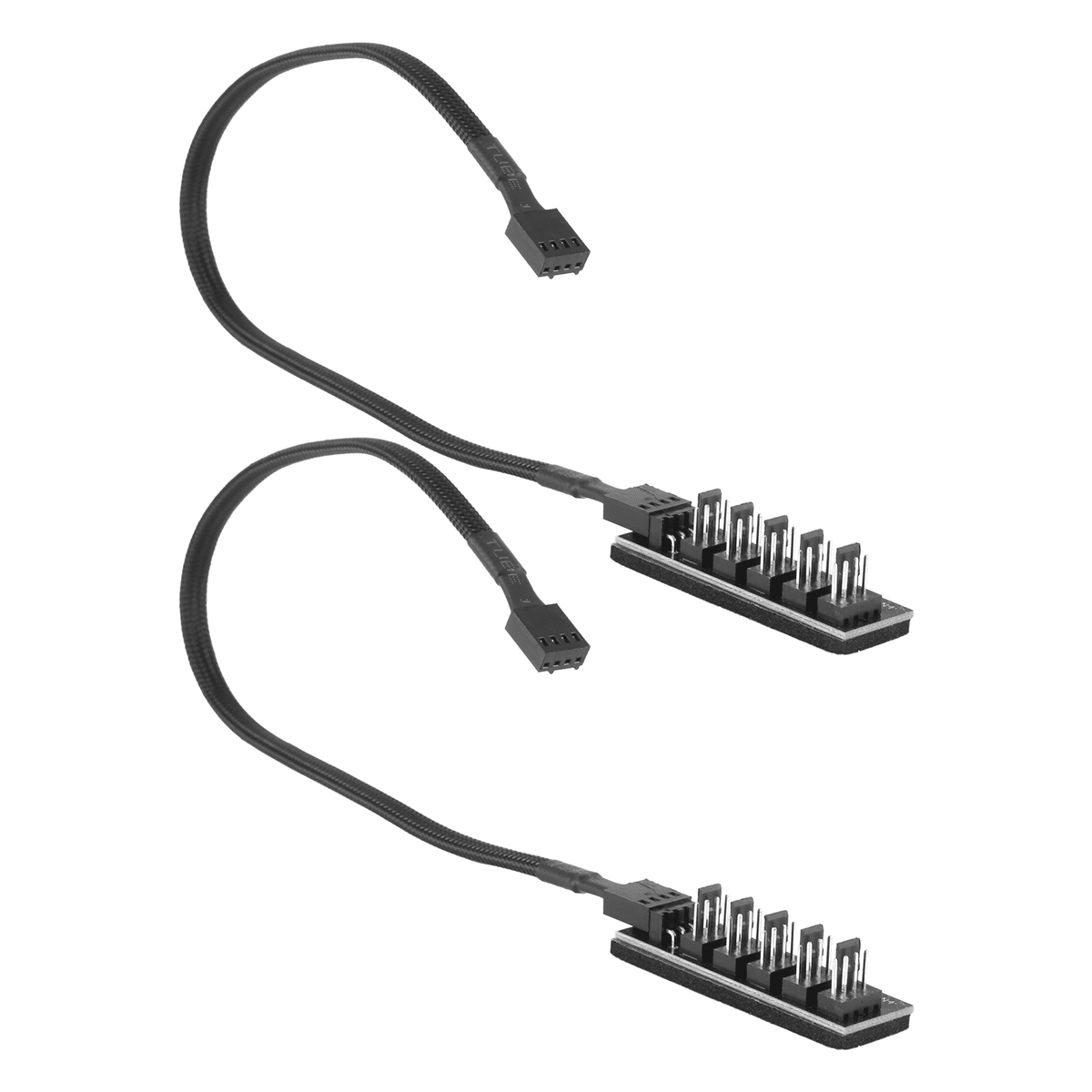 PWM Fan Hub Splitter, 4 Pin Black Sleeved 5 Way PC CPU Cooling Case Extension Splitter Adapter ...