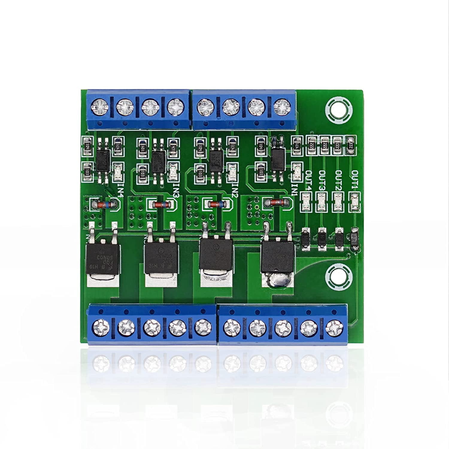 PWM MOS FET Module, 4 Channel PLC Amplifier Circuit Board 3-20V to 3.7-27VDC 10A Driver Module ...