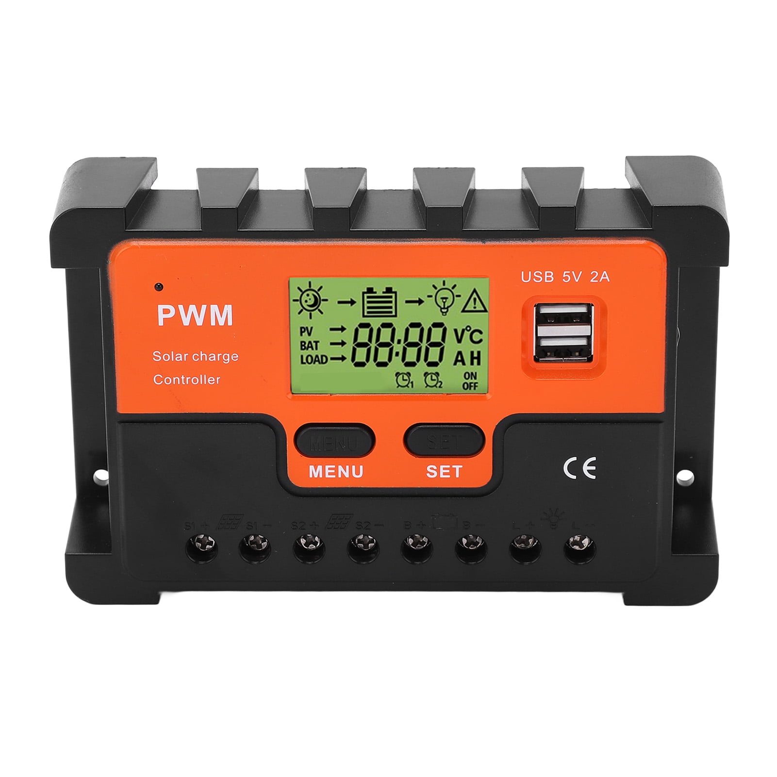 PWM Solar Controller 12V/24V Automatic Identification 28AWG to 10AWG ...