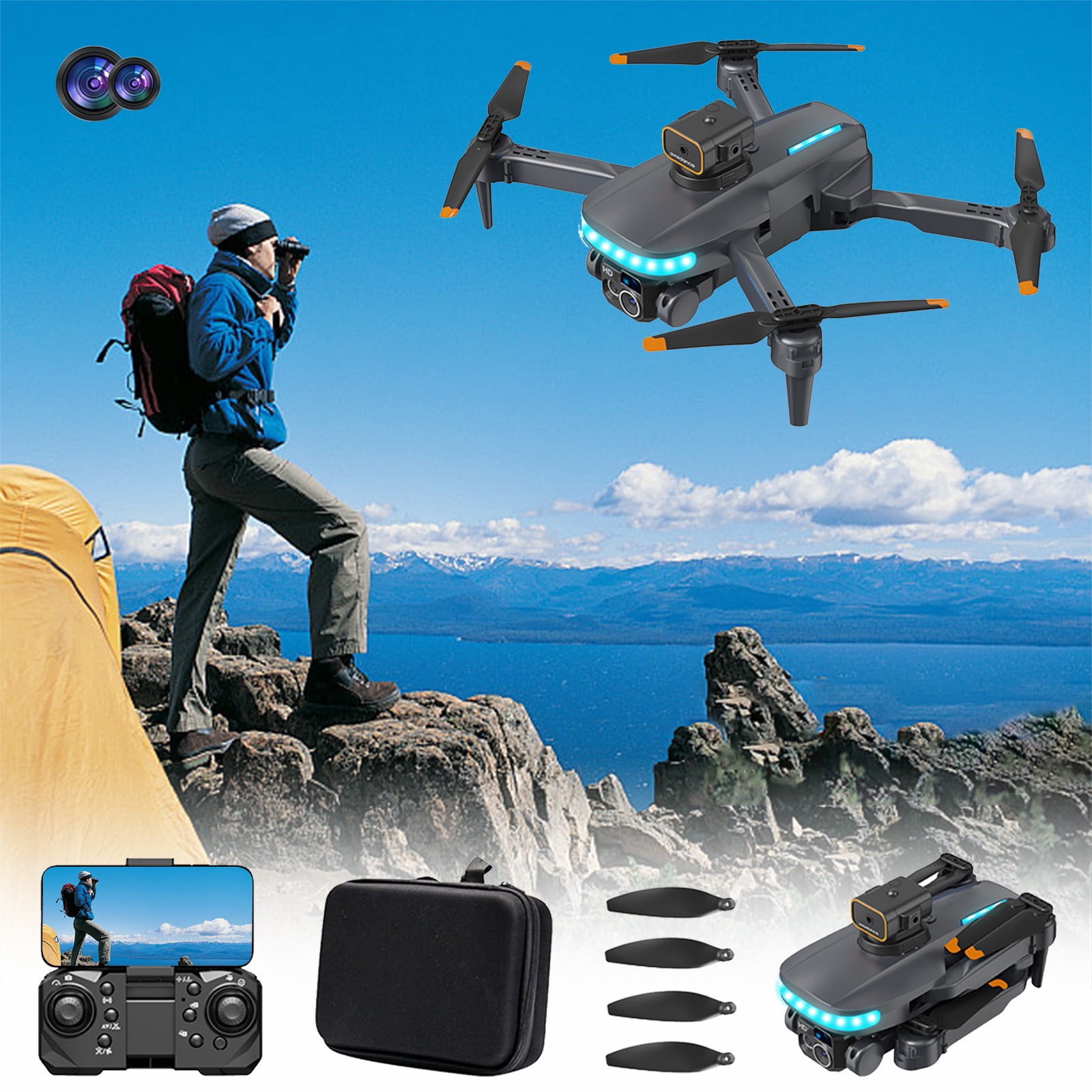PWPSG 4K WiFi FPV Drone with Altitude Hold Foldable Design and Multiple ...