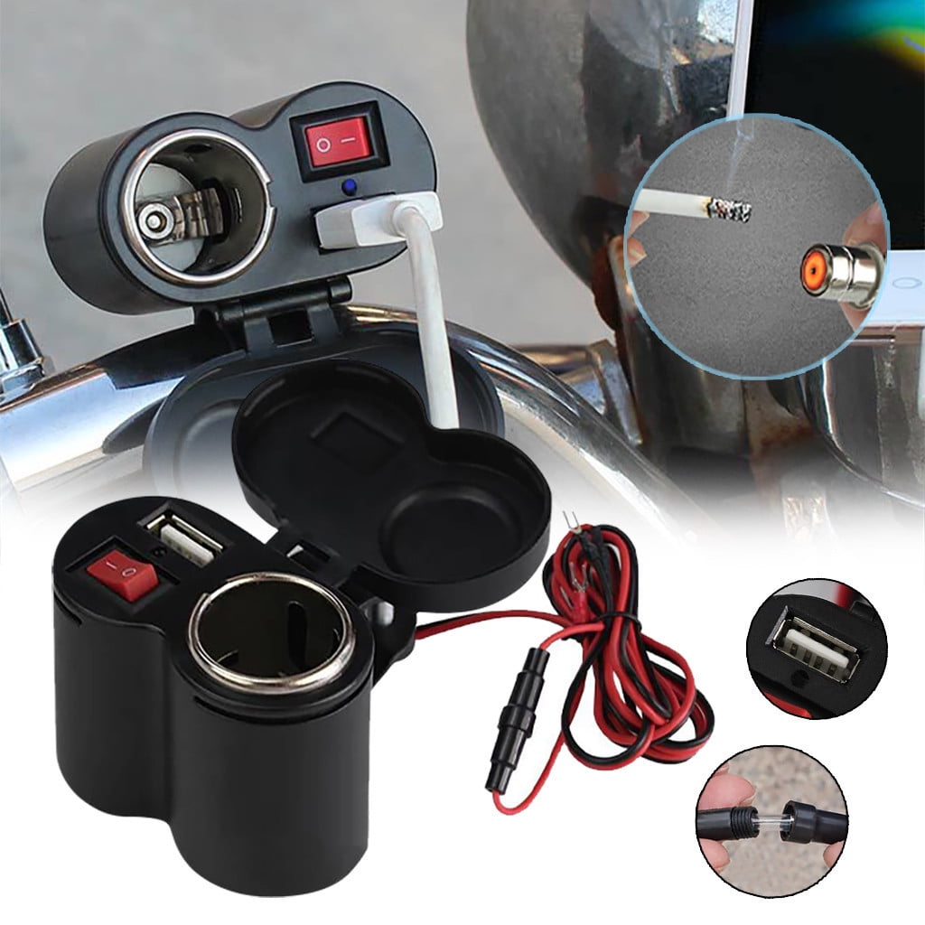 PWPSG Afterproof USB Motorcycle Handlebar with Lighter Adapter Power ...