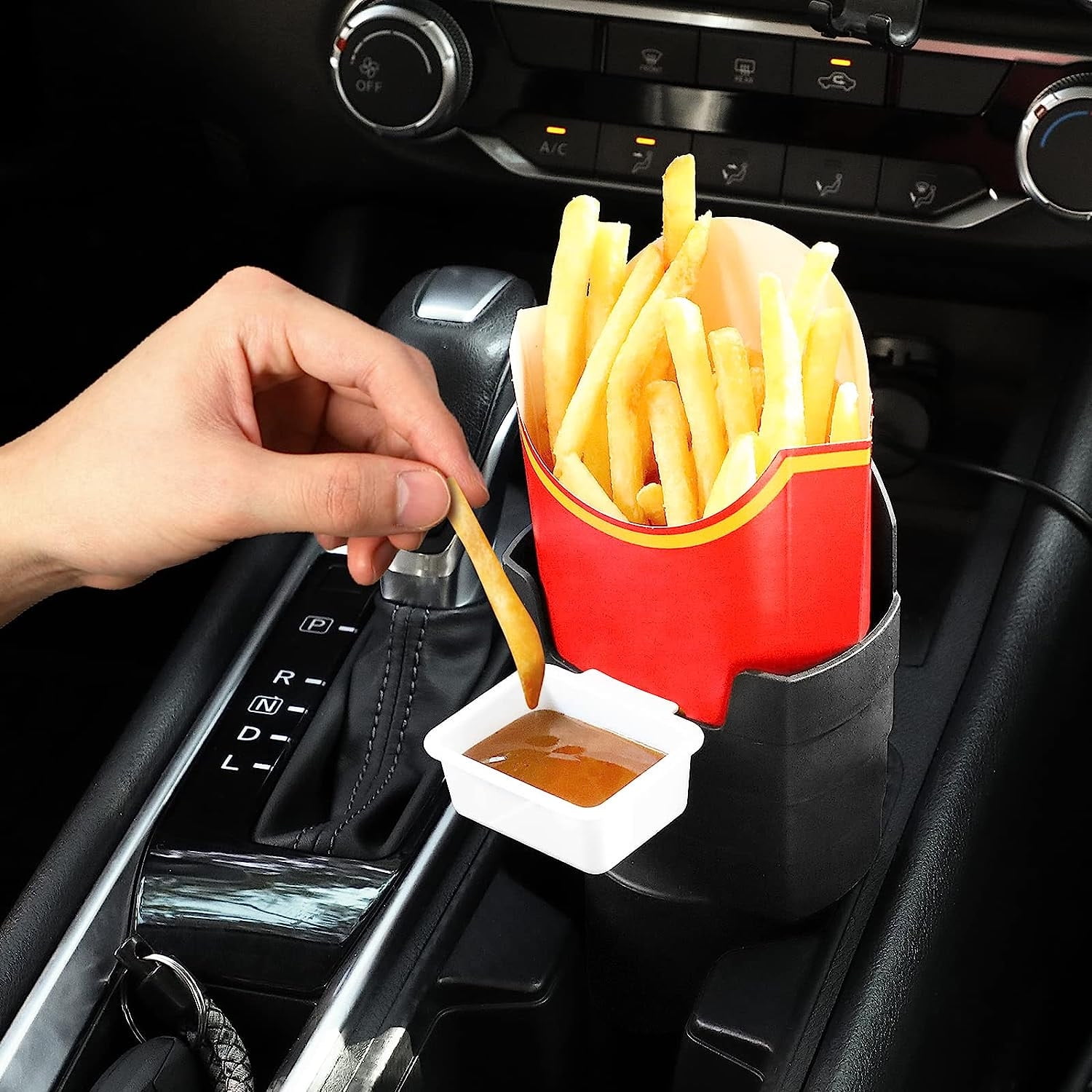 PWPSG French Fry & Ketchup Cup Holder Set for Car - Secure Snack ...