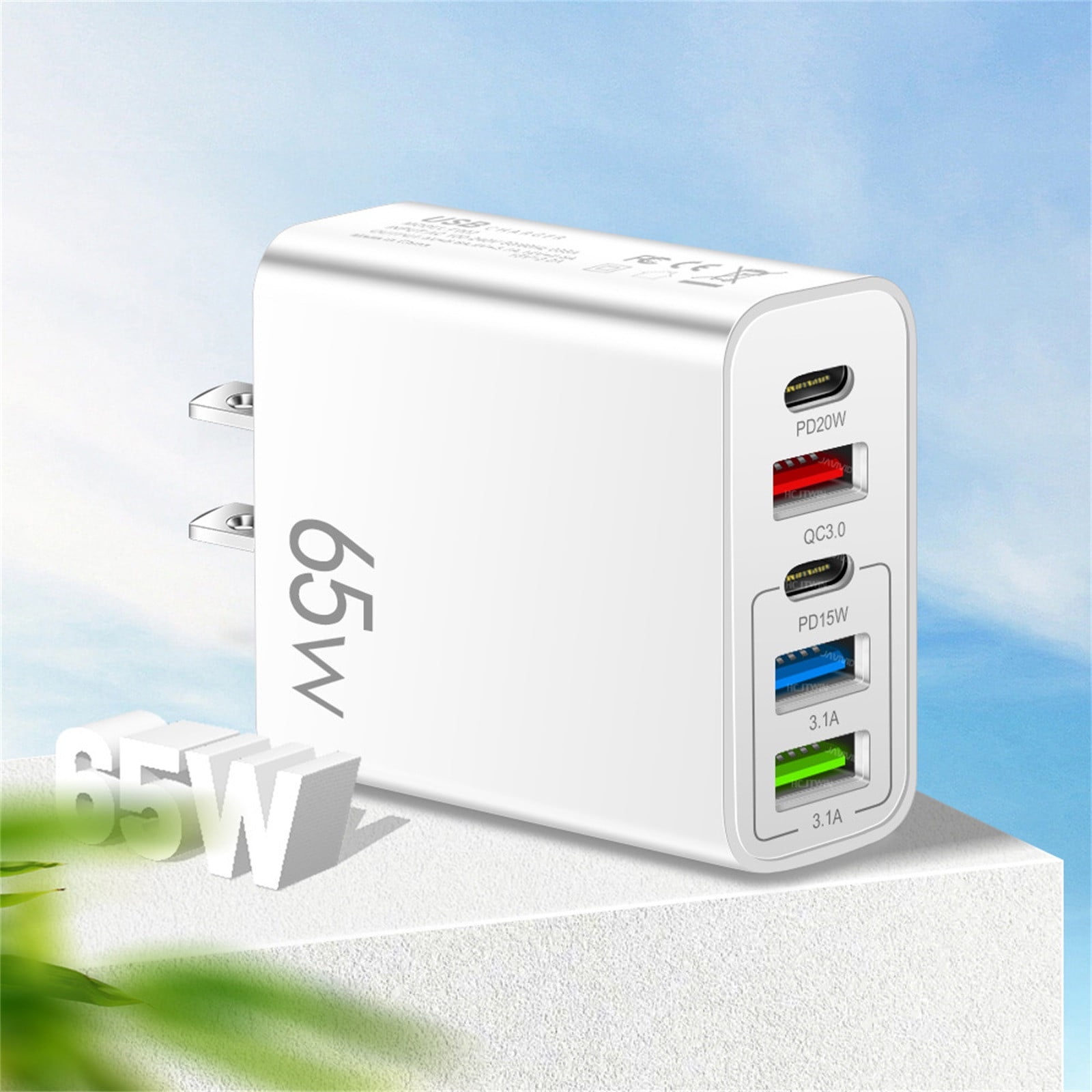 PWPSG N Regulation 5-Port Fast Charger with 3USB + 2C Ports Multi ...