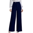 PWPSG Women's High-Waist Wide-Leg Dress Pants, Dual Button Waistband ...