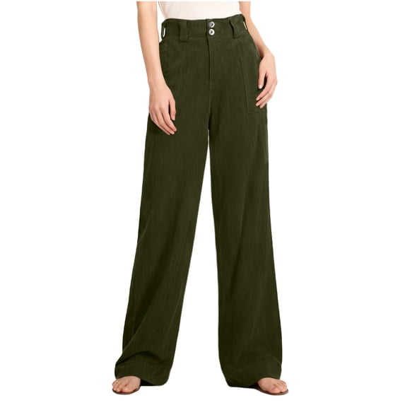 PWPSG Women's Wide Leg Pants, High Rise Double Button Fly, Oversized ...