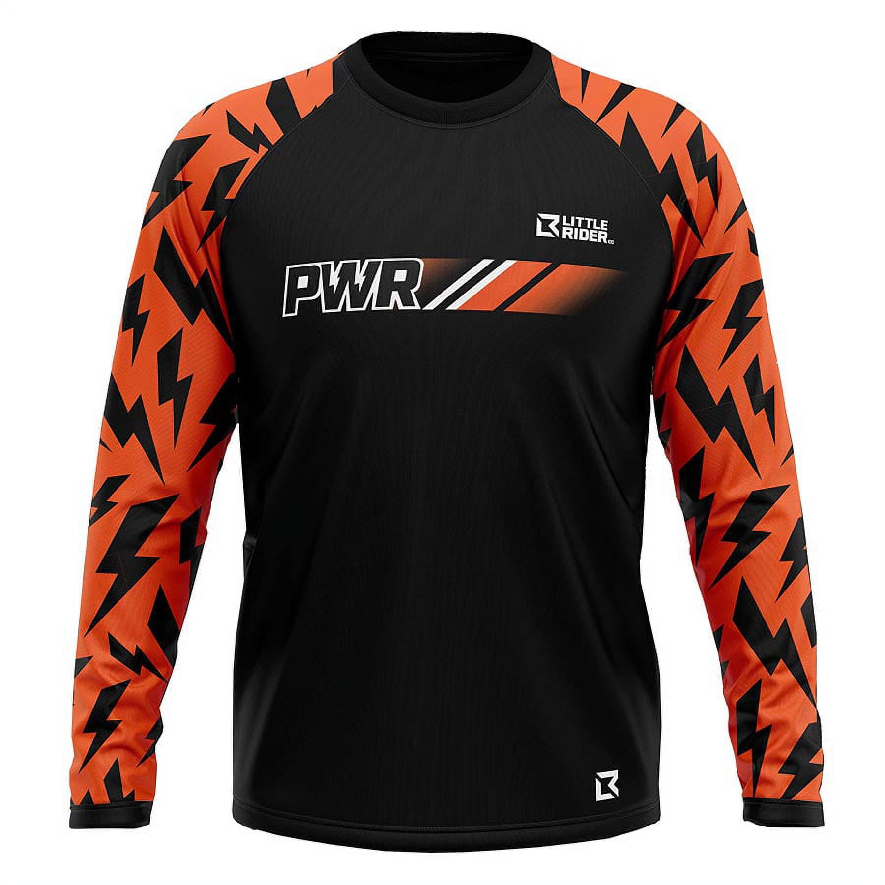 PWR Bikes Superbolt x Little Rider Tech, Jersey, Long Sleeves, Unisex, Black/Orange, Age 8/9 ...