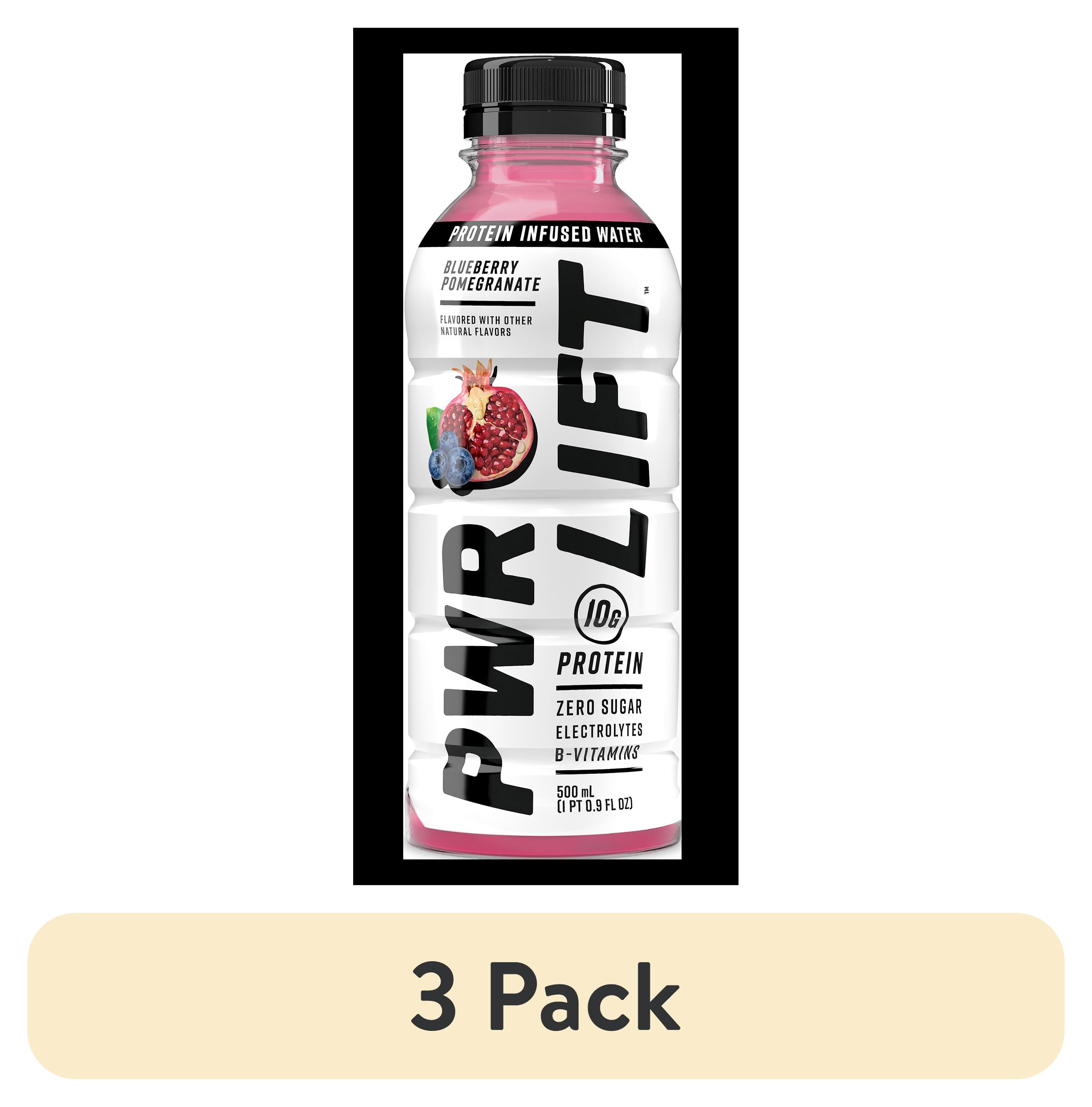(3 pack) PWR LIFT Protein-Infused Water, 10g Protein, 2000 BCAAs, Blueberry Pomegrante, 16.9 fl ...