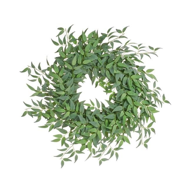 PWR131-GR-GY 31 in. Silk Italian Rusccus Leaf Hanging Wreath - Green ...
