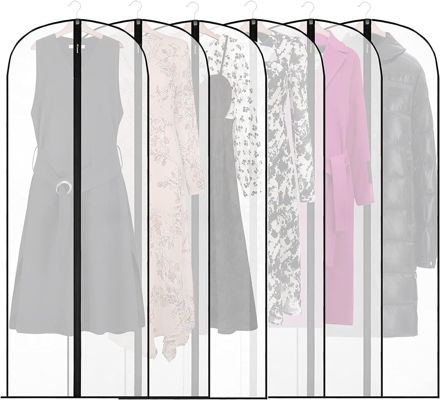PWSAP 6 Pack Breathable Clothes Covers with Zip, 63x23.6inch Hanging ...