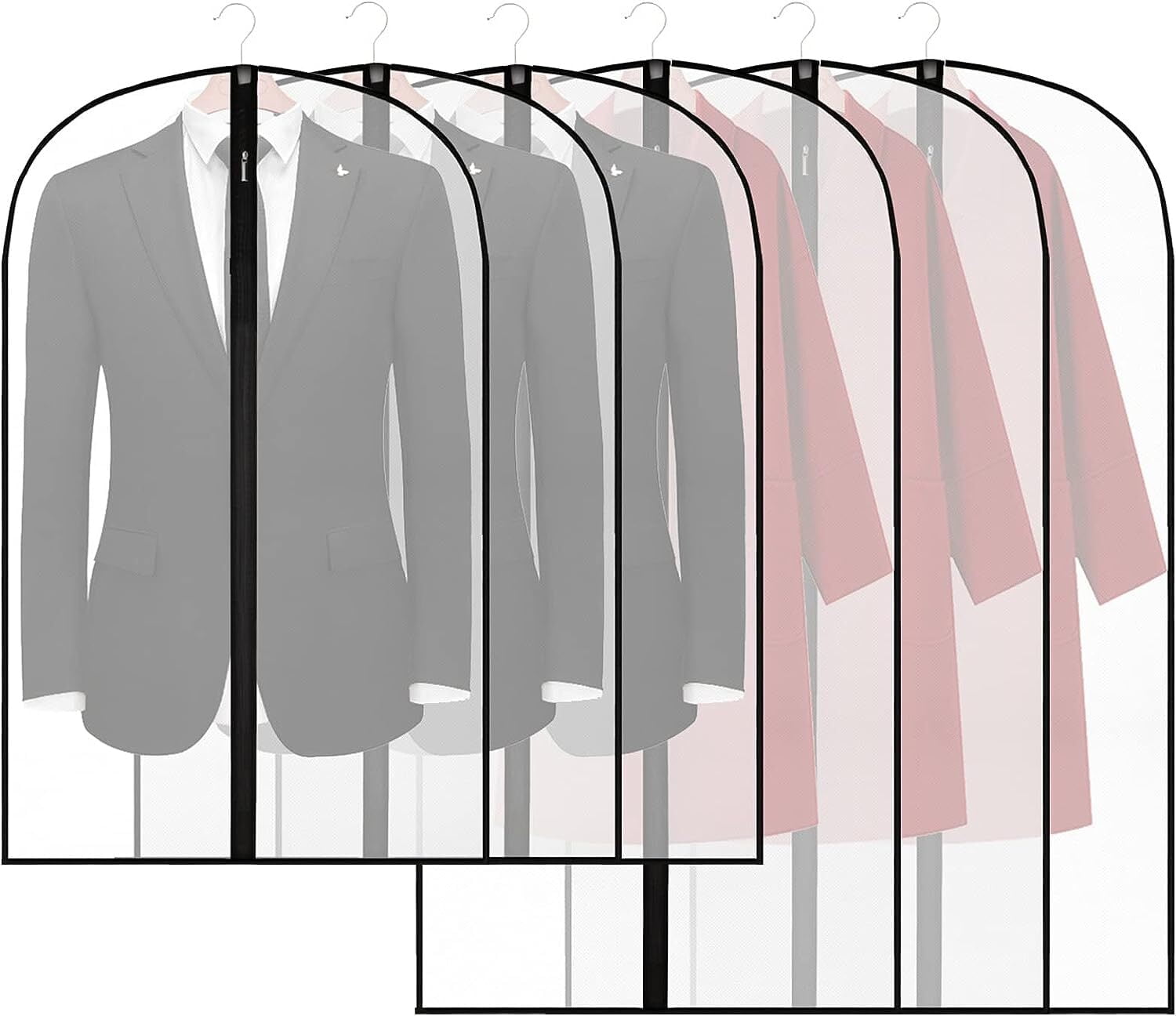 PWSAP 6 Pack Breathable Clothes Covers with Zipper, Hanging Garment ...