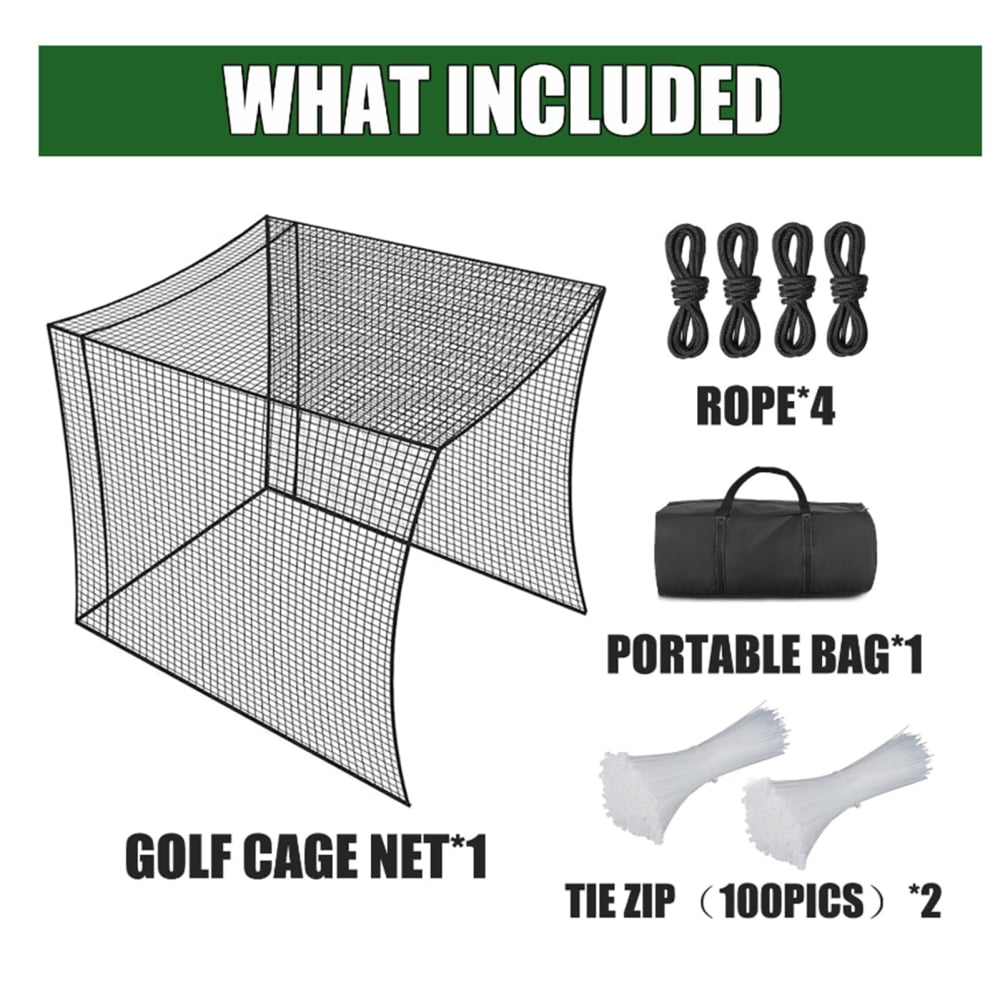 PWTOOL 10x10ft Golf Cage Net, Double-Layer Hexagonal Mesh & Fiberglass ...