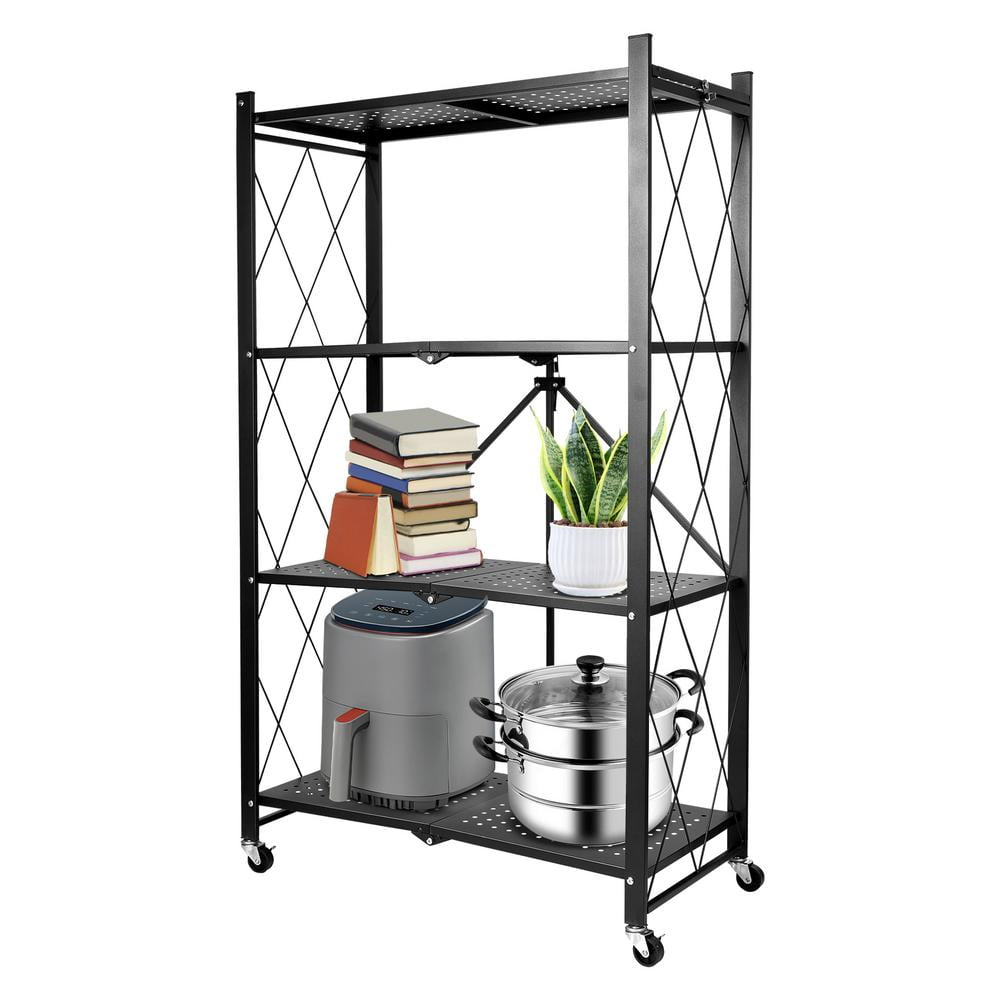 PWTOOL 4 Tier Shelving Unit | Metal Rolling Utility Cart, Storage ...