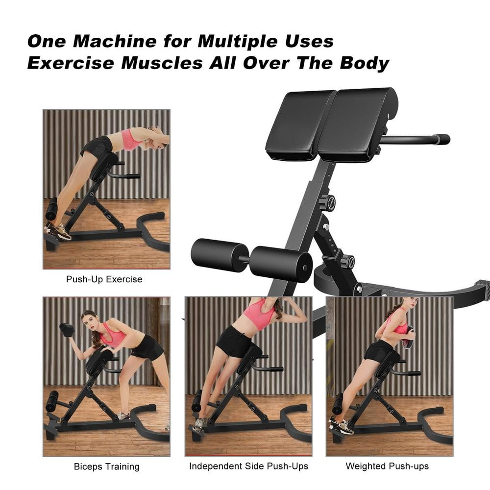 PWTOOL Adjustable Hyperextension Bench, 8-Position Roman Chair for Lower Back Uncomfort Relief ...