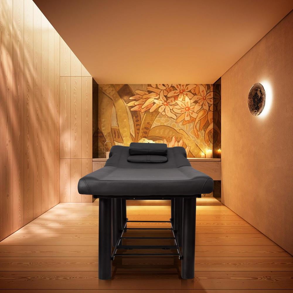 PWTOOL Black Stationary Massage Bed, Bench Waxing Bed with Adjustable ...