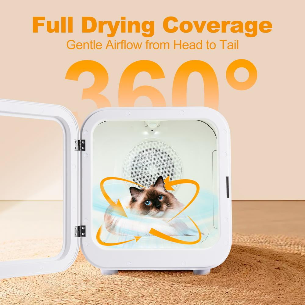 PWTOOL Cat Blow Dryer Box Automatic Pet Quiet Hair Dryer 360-Degree Pet ...