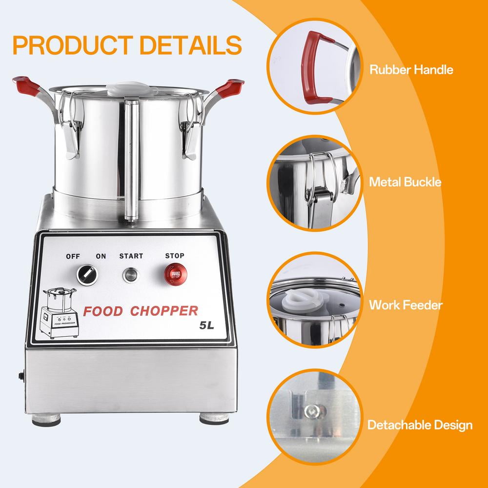 PWTOOL Electric Commercial Meat Processor, 5L Compact Food Processor ...