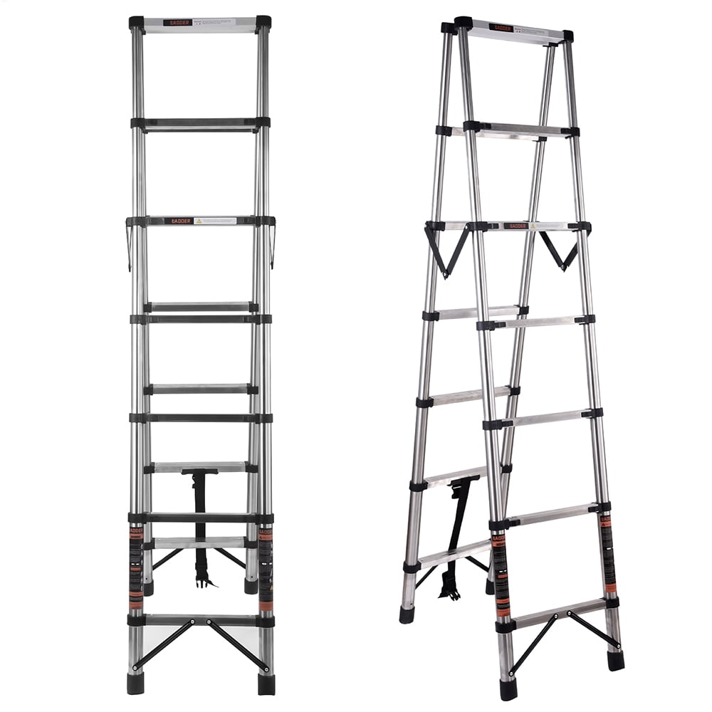 PWTOOL 7.2ft Extendable Roof Ladder 7 Steps 330Lb Load Capacity ...
