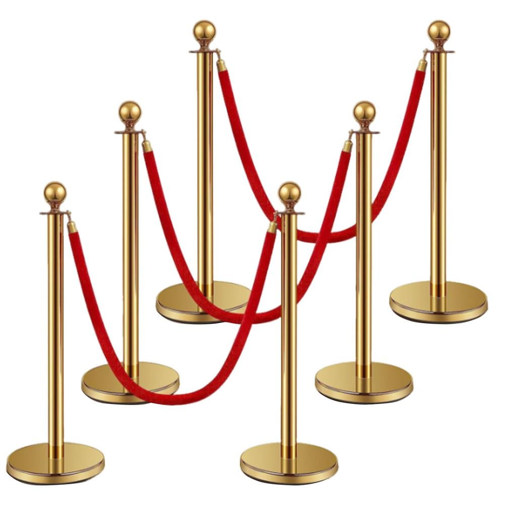 PWTOOL Gold Stanchions Stainless Steel Red Carpet Poles Velvet Rope Red ...