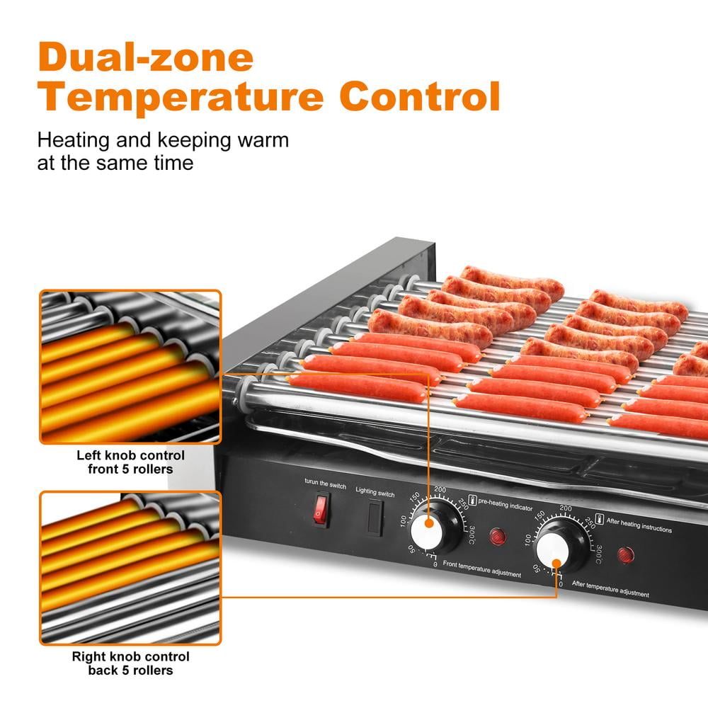 PWTOOL Hot Dog Roller Machine 10 Rollers Sausage Grill Cooker Machine ...